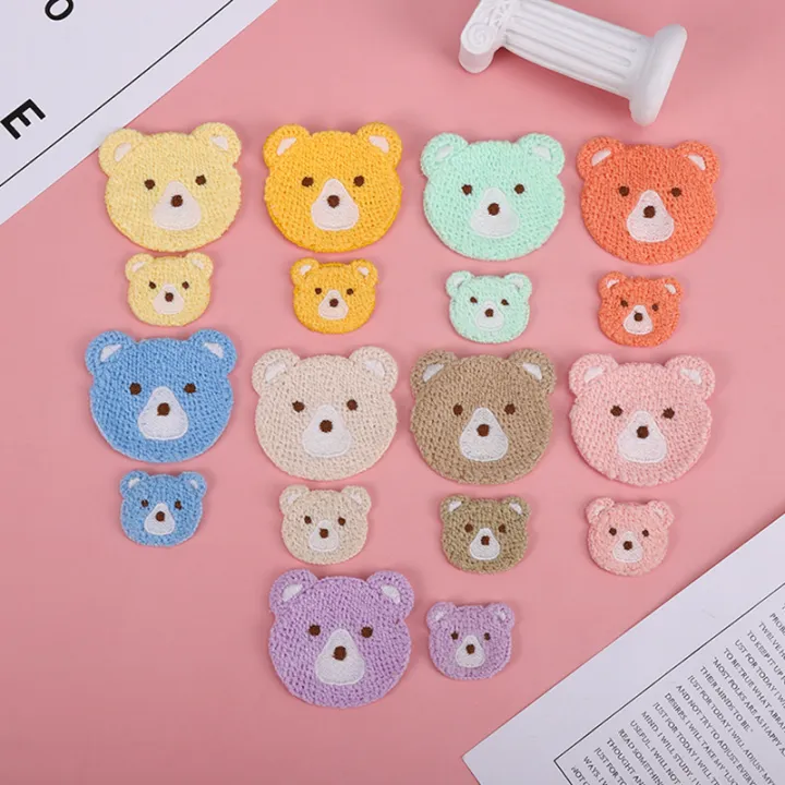 15PCS Cartoon Knitted Teddy Bear Patch Embroidery Applique Badge Sew On ...