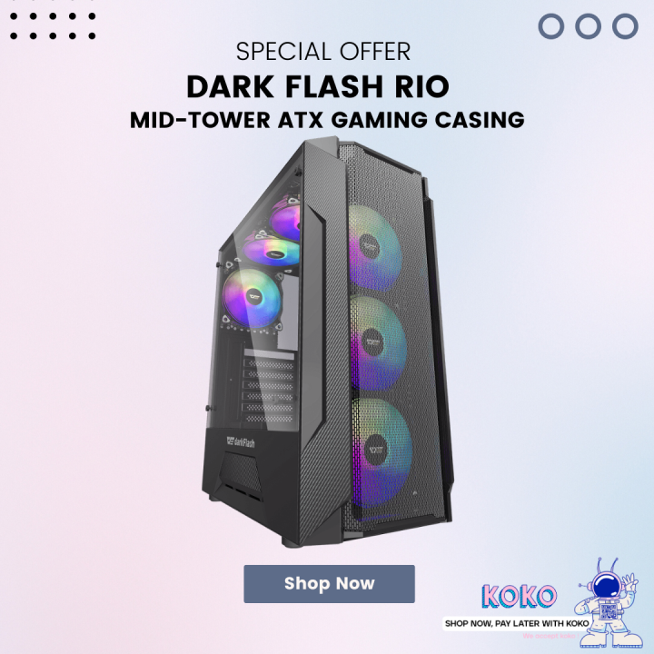 DARK FLASH RIO ATX MID TOWER GAMING DESKTOP CASING | Daraz.lk