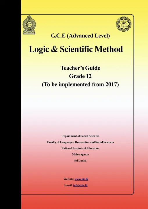 Logic & Scientific Method Teachers Guide - Grade 12 - English Medium ...