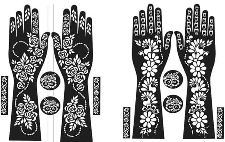Akkad Heena Mehndi Sticker for Hands and Feet - Henna Design Stickers ...
