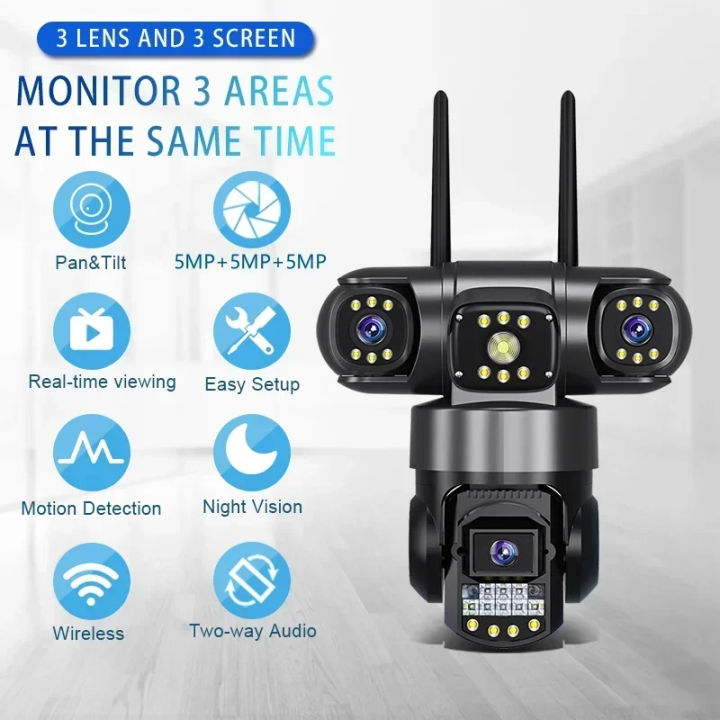 HD QUALITY 12MP WIFI Three Lens Cameras Three Screens 10X Zoom Wireless ...