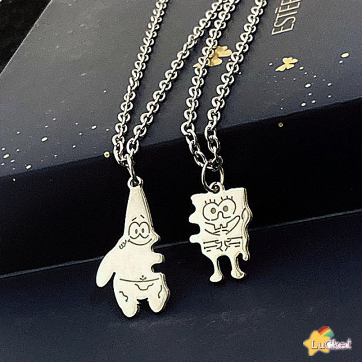 【LUCKET】2Pcs/set Spongebob Pie Star Couple Stitching Necklace Men and ...