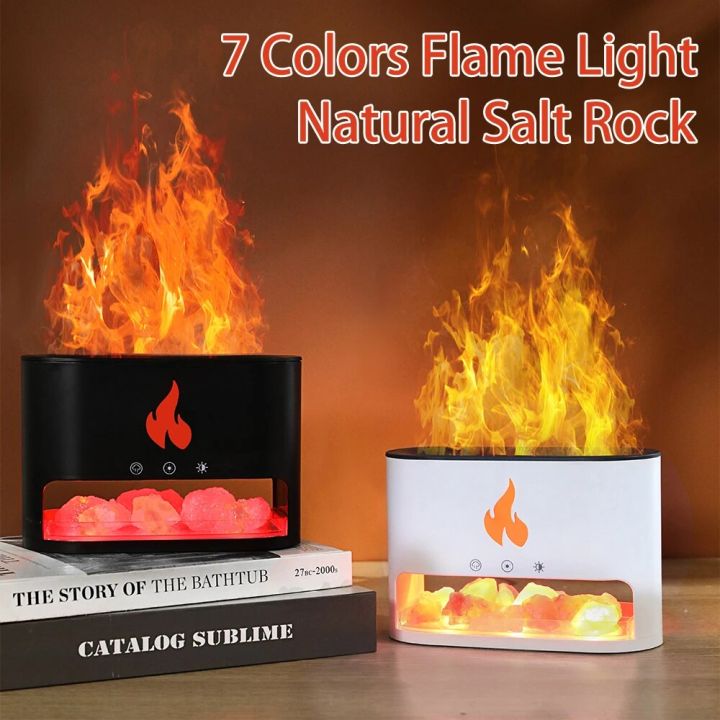 Fireplace Humidifier Crystal Salt Rock Fire Lamp Volcano Air Humidifier ...