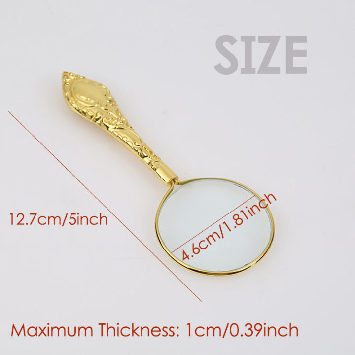 Retro 5X Magnifying Glass Handheld Magnifier Wooden Handle Optical Eye ...