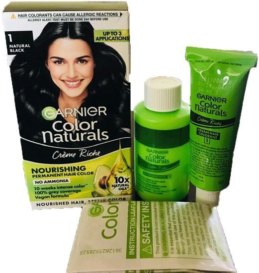 GARNIER 1bvc Colour Naturals Creme hair color, Shade 1 Natural Black ...