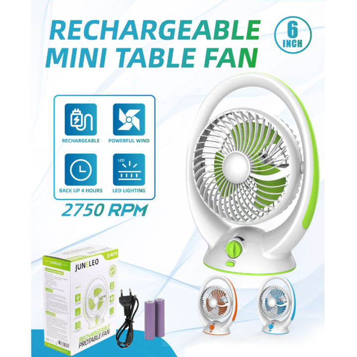 JL-8215 RECHARGEABLE MINI TABLE FAN WITH LED LIGHT Blade Table Fan ...