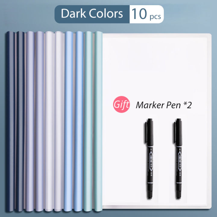 10 Pieces A4 Transparent File Document Rod Sliding Bar File Report ...