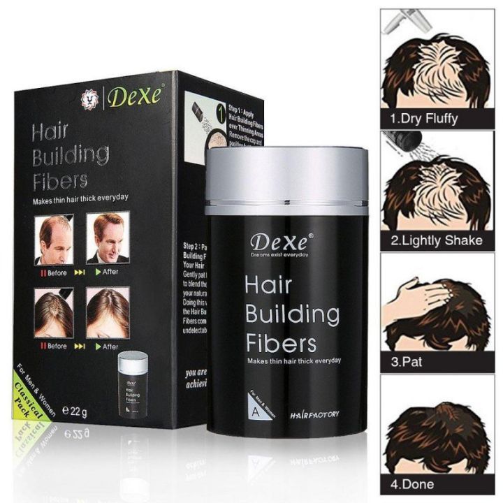Dexe Black Colored Hair Building Fibers - Thickening Fiber for Women ...