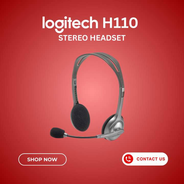 LOGITECH H110 STEREO HEADSET (BLACK) 2 YEARS WARRANTY | Daraz.lk