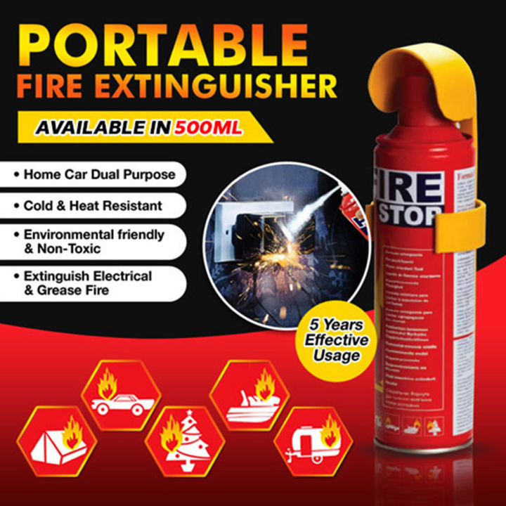Instant Fire Foam Stop 500 ML Extinguisher Portable Spray Car Home ...