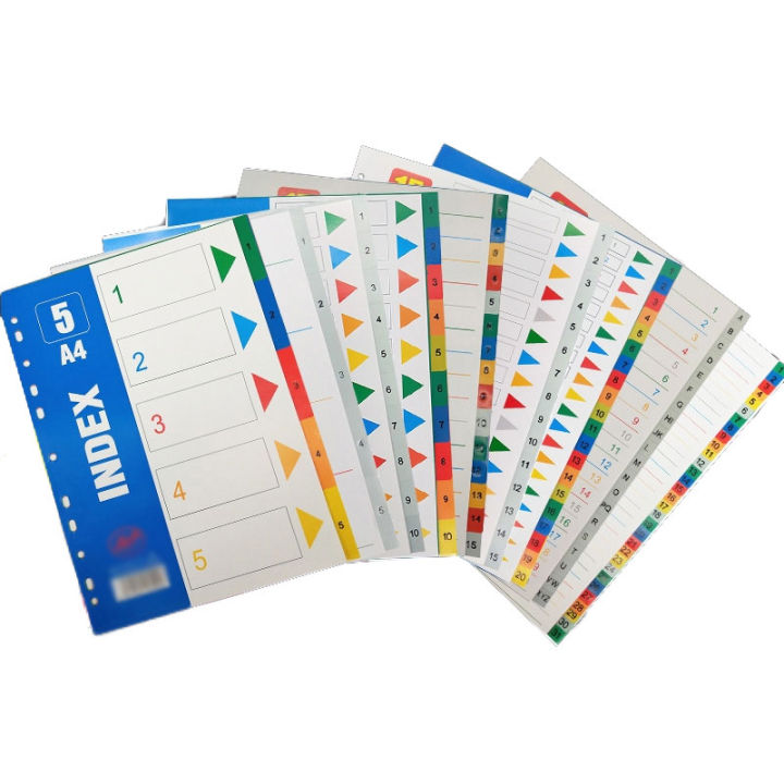 A4 5/10/12/15/20/31pages Colored Pp Binder Numbers And Alphabet Index ...