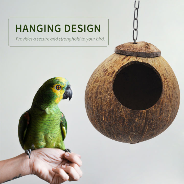 Migeet Coconut Bird Hut with Opening Coco Shell Bird House for Small to ...
