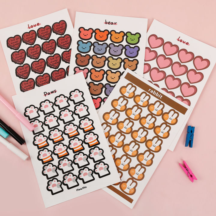 1Set INS Cartoon Patterns Decorative Stationery Stickers Sticky Diary ...