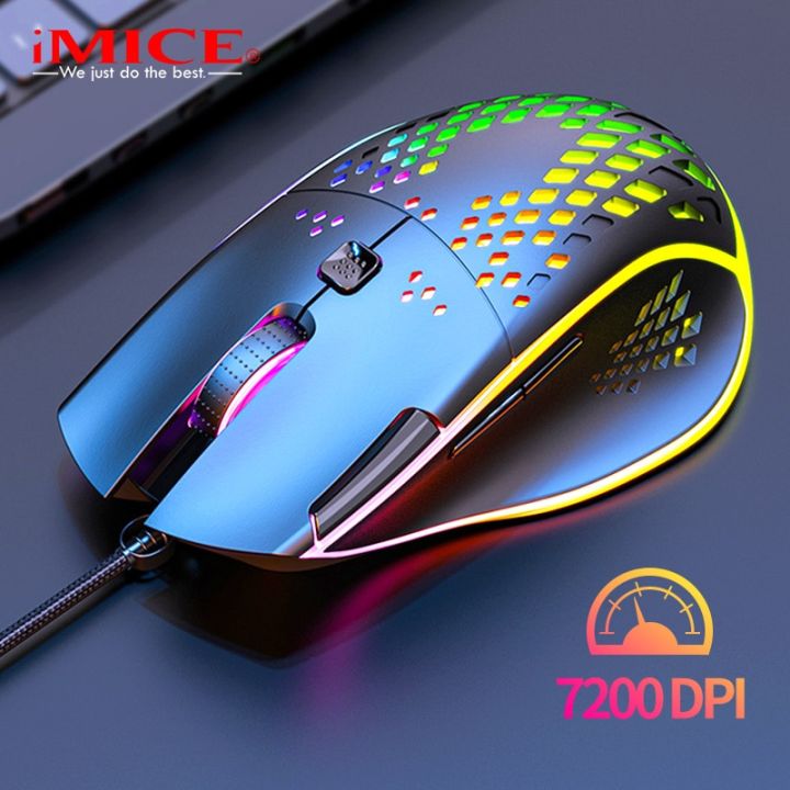 iMice Wired Mouse Ergonomic LED USB Mouse Optical Sensor DPI RGB Mice 7 Buttons Mause Gamer for ...