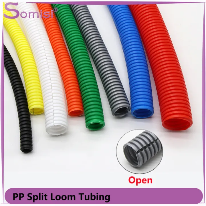 1/5/10M PP Insulated Corrugated Pipe ID7.5mm ~ 34.5mm Open Threading ...