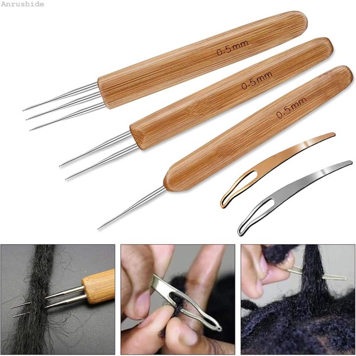 Anrushide 5Pcs Dreadlock Crochet Hook Tool Kit Braid Hair Dreadlocks ...