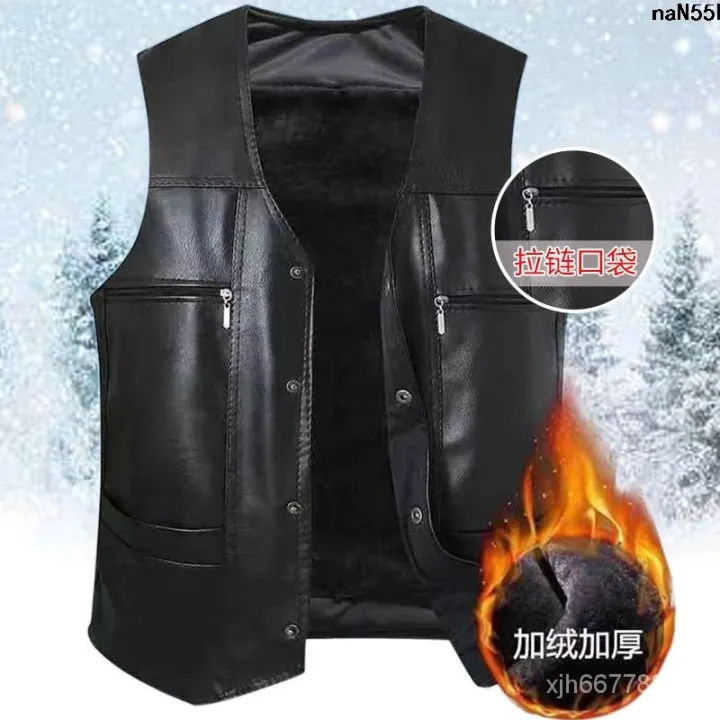 Autumn and Winter ﹪ Thickened Vest off Coat Dad Vest Middle-Aged and ...