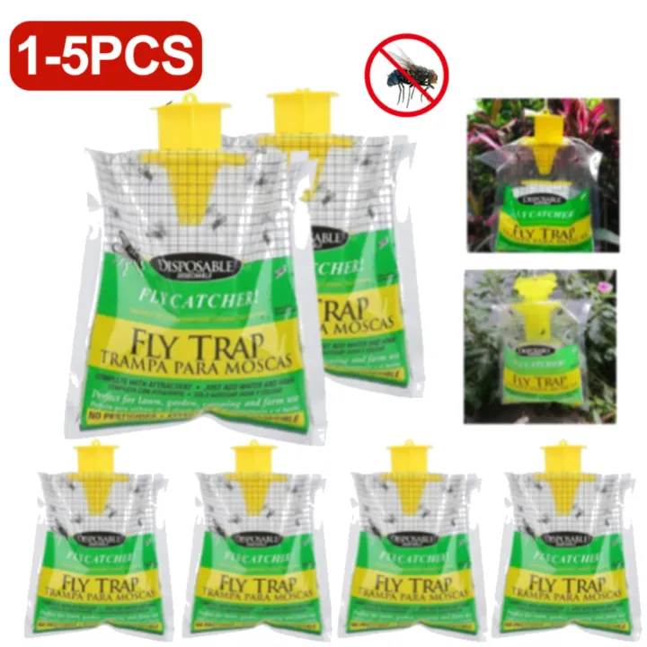 Hanging Flies Trap with Fly Bait Disposable Fly Trap Catcher Bag Non ...