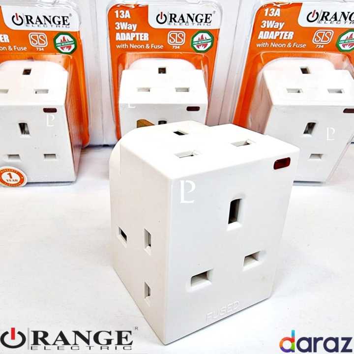 Trailer socket 13a 3 way 13a output multi socket by orange plug base ...