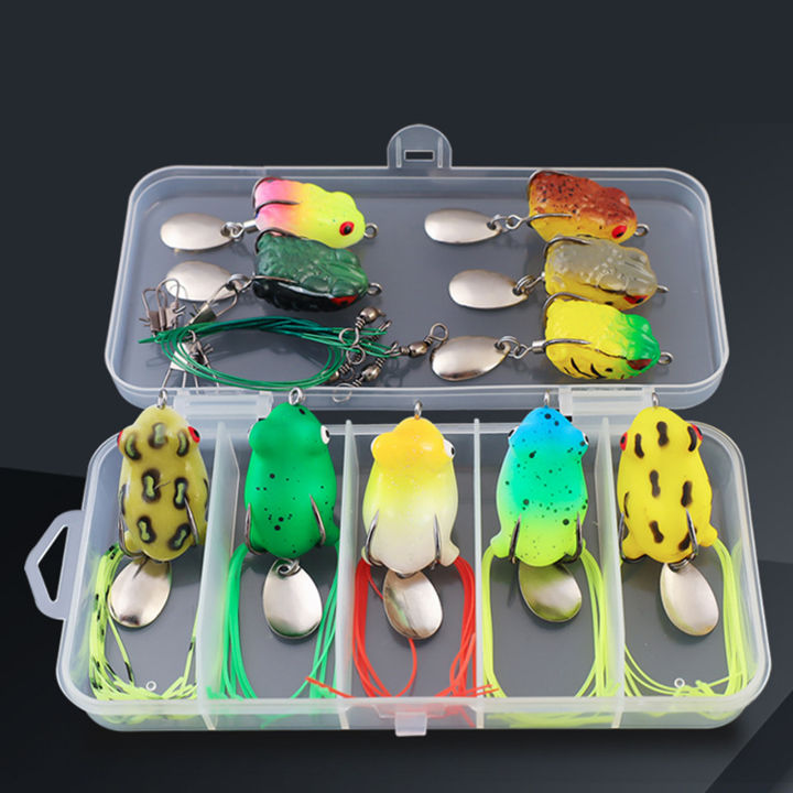 SuperRide Fishing Supplies Realistic Frog Lures Set with Sharp Hooks ...