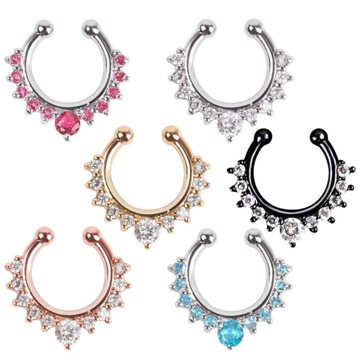 Unisex Fashion Metal Simple Geometric Nose Stud Fake Nose Ring Body ...