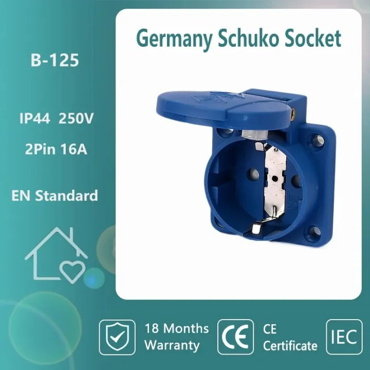 Waterproof Schuko Socket Plug Germany Socket 2 Pin 16A Electrical Plug ...
