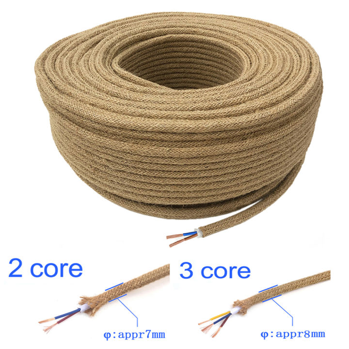 2 Core 3 Core Vintage Electrical Wire Hemp Rope Wire Twisted Cable ...
