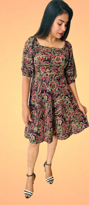 Linen multicolour frock | Daraz.lk