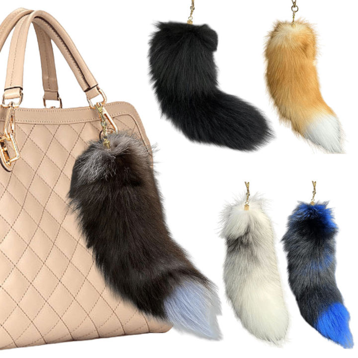 Huge Fluffy Faux Fur Fox Tail Keychain Therian Tail Fox Tail Keychain ...