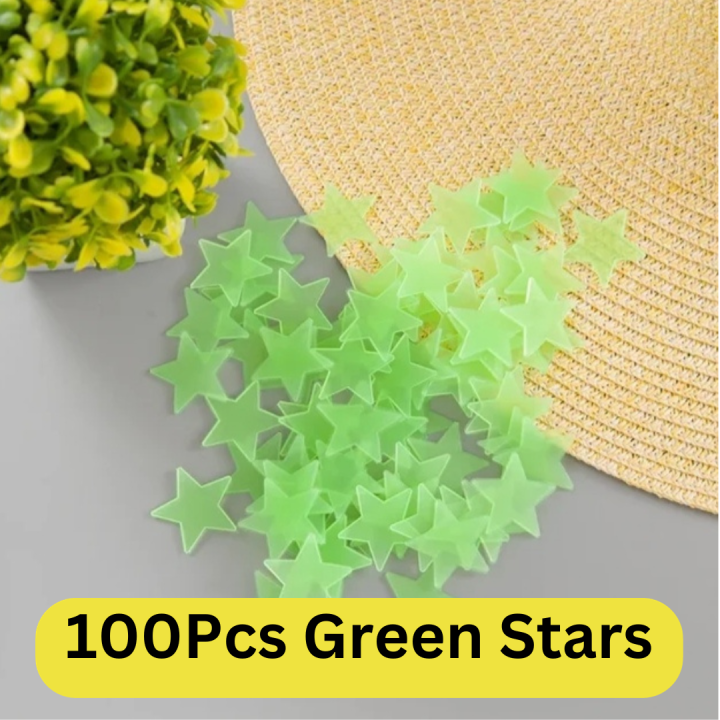100/200/300Pcs Green Star Stickers High Quality 3D Light Emitting Stars ...