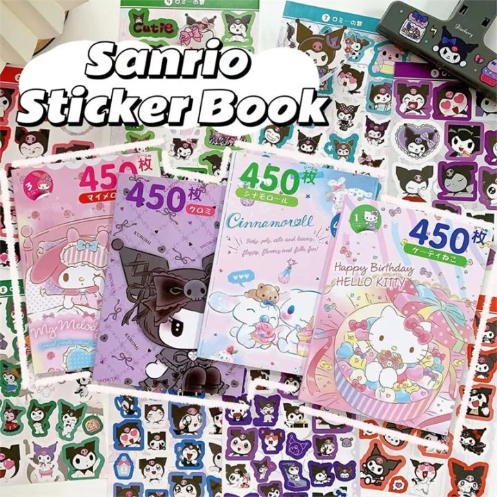 450Pcs Sanrio Kuromi Hello Kitty Sticker Book Melody Goo Card Cartoon ...