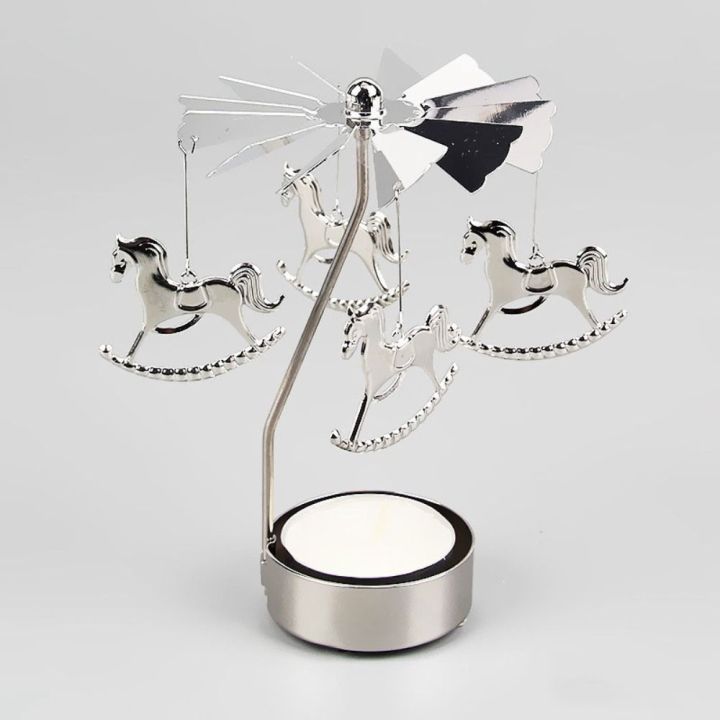Metal Spinner Carousel Candle Tea Light Holder Table Rotating Windmill ...