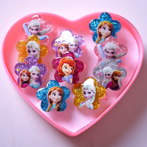 10pcs Set Princess Children Ring Boxed Girl Frozen Elsa Ring Children ...