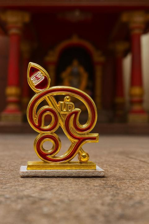 Vel Symbol with Tamil Lettering – Gold & Red Murugan Decorative Stand ...