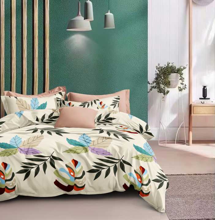 Monstera leaf bed sheet with 2 pillow cases | Daraz.lk