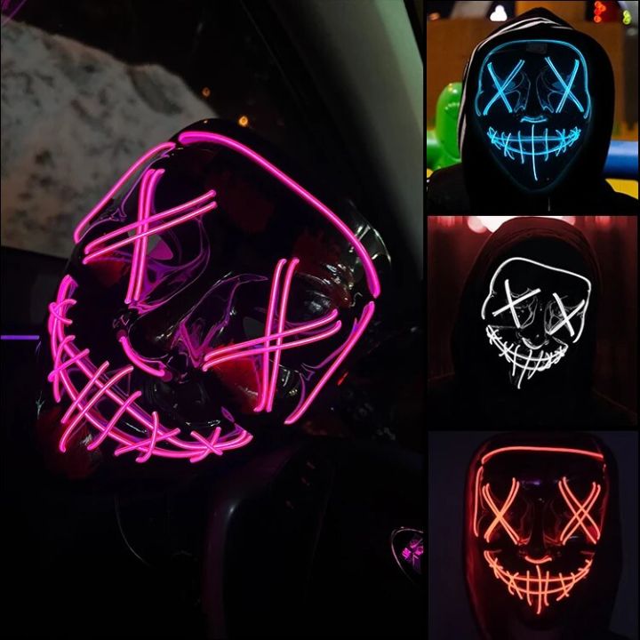 ghost mask Wireless Halloween Neon Mask Led Mask Masque Masquerade ...