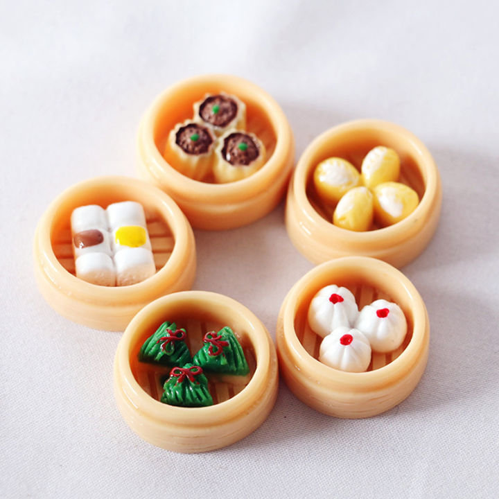5pcs 1:12 Scale Miniature Dollhouse Chinese Dim Sum Food for Decor Toys ...