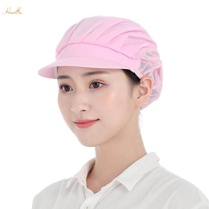 Chef Hat Mesh Food Service Baker Cap Waiter Cap for Commercial Multipurpose Pink Half Mesh ...