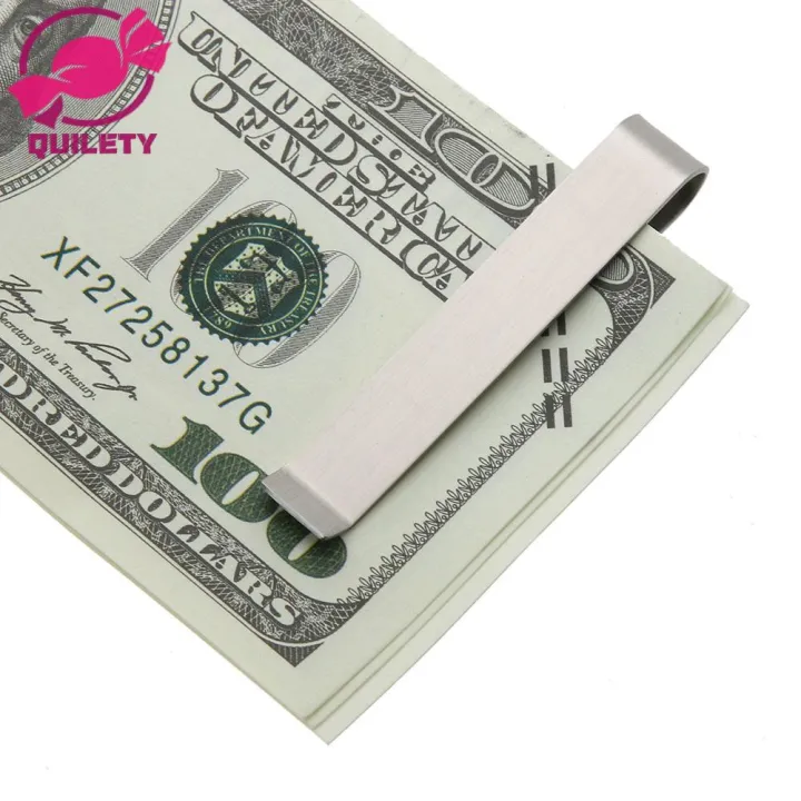 Metal Stainless Steel Cash Money Clip Folder Collar Clip Pocket Long ...