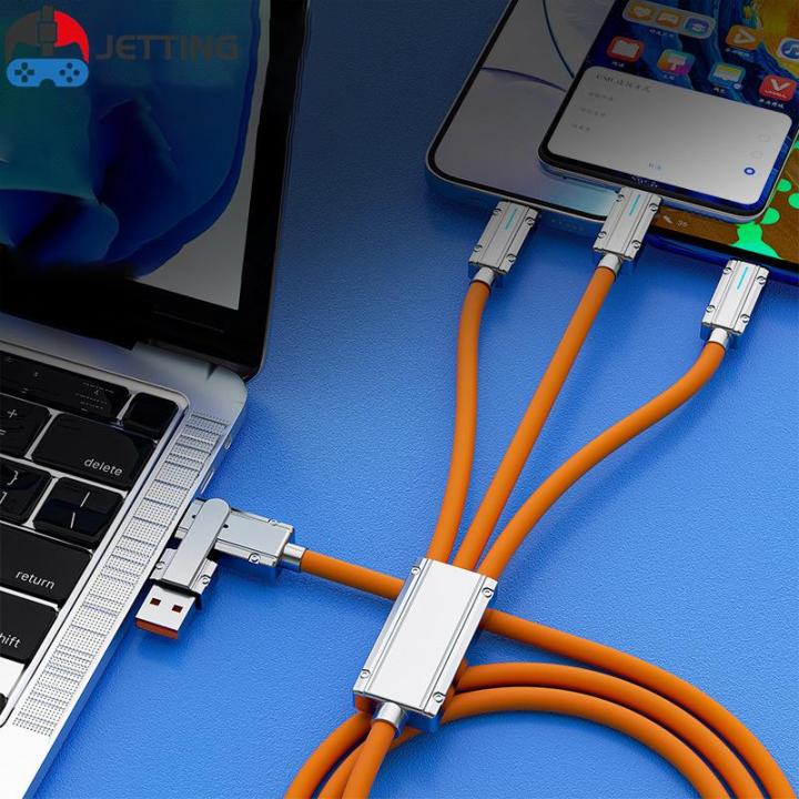 New 2 In 3 USB A To USB C Cable 90 Degree 6a Super Fast Charging Deta ...
