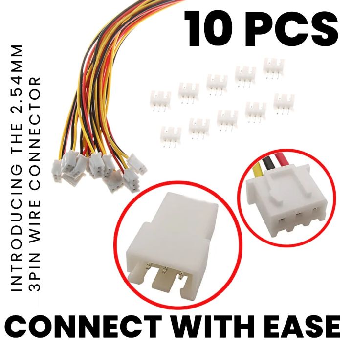 10PCS - 2.54mm 3Pin Male & Female Socket Wire Connector 2.54mm Pitch 3P Plug Jack Terminal ...