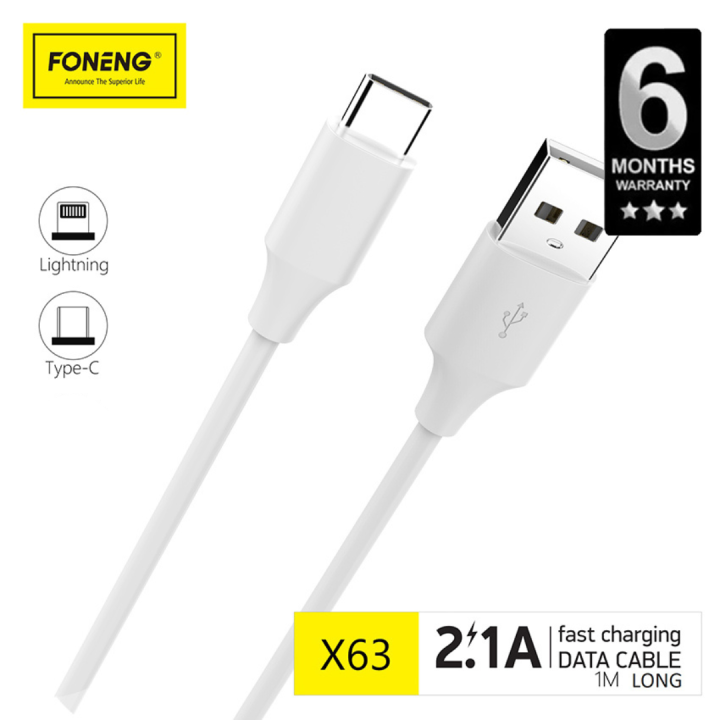 Foneng X63 Fast Charging 1m Data Cable 2.1A for iPhone (Lightning ...
