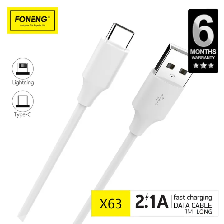 Foneng X63 Fast Charging 1m Data Cable 2.1A for iPhone (Lightning ...