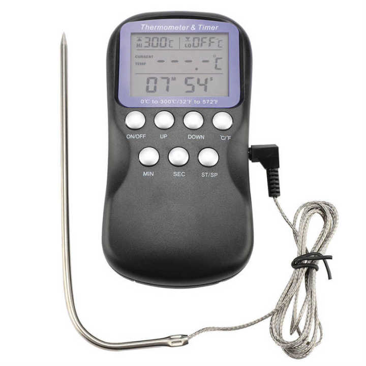 Digital Wired Stainless Steel Probe Electronic Thermometer BBQ Cooking ...