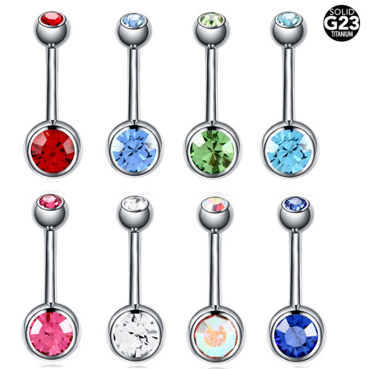 [ New ]G23 Titanium Double-Headed Navel Stud Opal Umbilical Ring Bezel ...