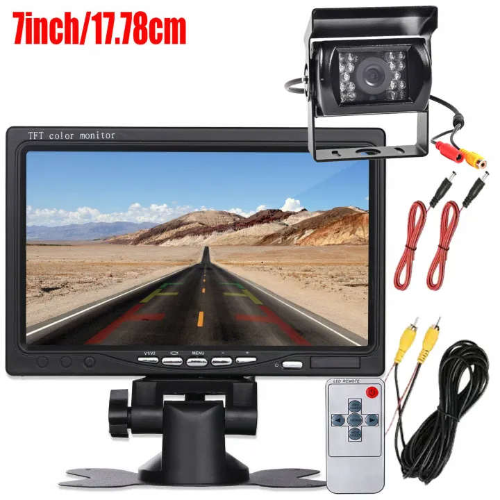 7 Car TFT LCD Screen Monitor Rear View Reversing Backup Camera Kit with ...