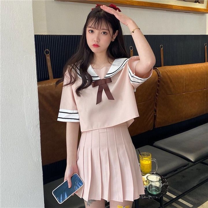 [ Two-Piece Suit ] Summer jk Uniform Female Student Pleated Skirt ...