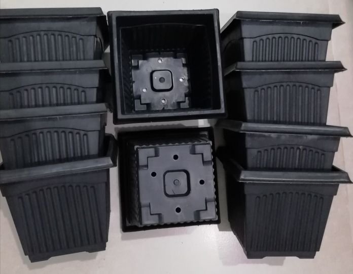 PLASTIC POTS(HEIGHT-14cm/WIDE-16cm)-50 PCS PER PACK-Black ) | Daraz.lk