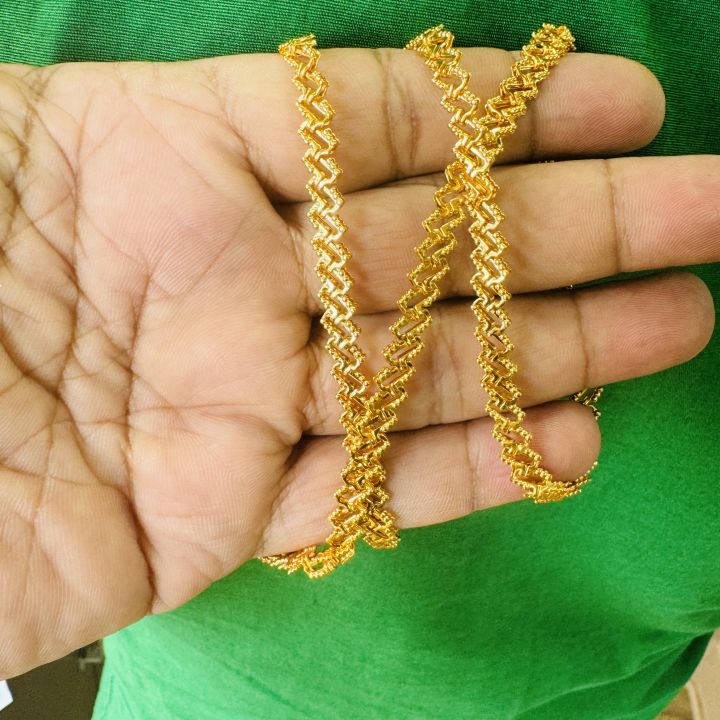 Gold plated rich look heartbeat flat fox chain 05MM Flat Fox Chain 24 Inch for unisex | Daraz.lk