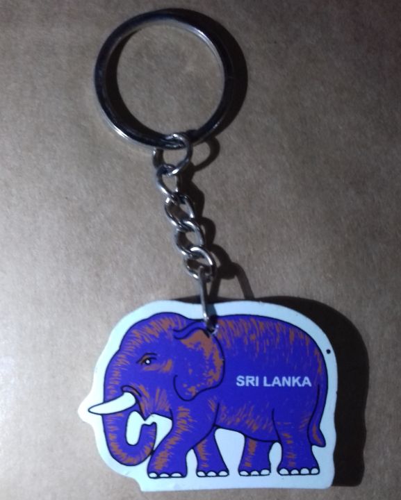Sri Lanka Wild Elephant Wooden Decorative Key Tag Key Ring Gift Item ...